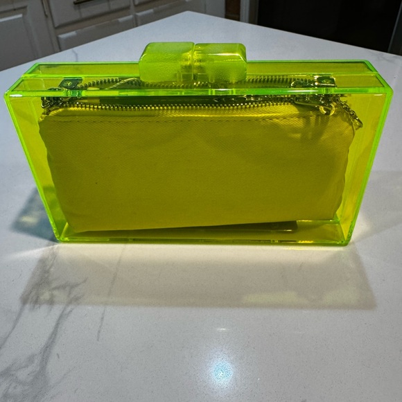 Zara | Bags | Zara Neon Yellow Transparent Clutch Crossbody | Poshmark